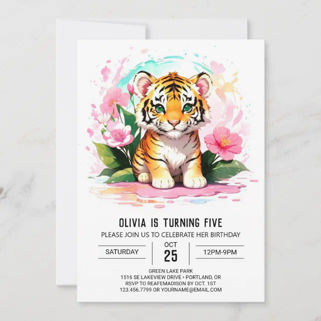 Printable Tiger Girl Birthday Invitation | Zazzle