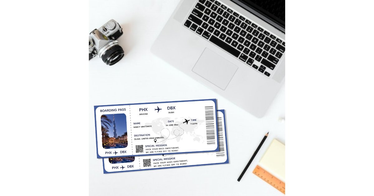 Printable Vacation Boarding Pass Airline Ticket Card | Zazzle