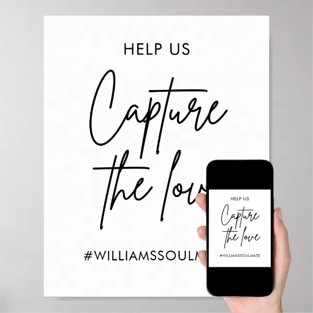 Printable Wedding Capture The Love Hashtag Sign | Zazzle