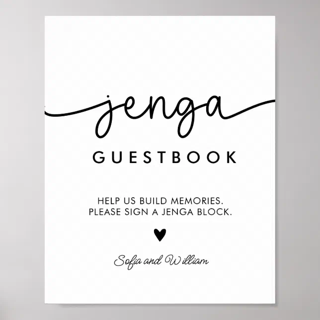 Printable Wedding Jenga Guest Book Sign | Zazzle