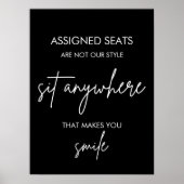 Printable Wedding No Assigned Seats Sign Black | Zazzle