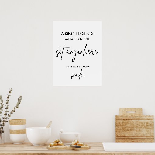 Printable Wedding Sign No Assigned Seats | Zazzle