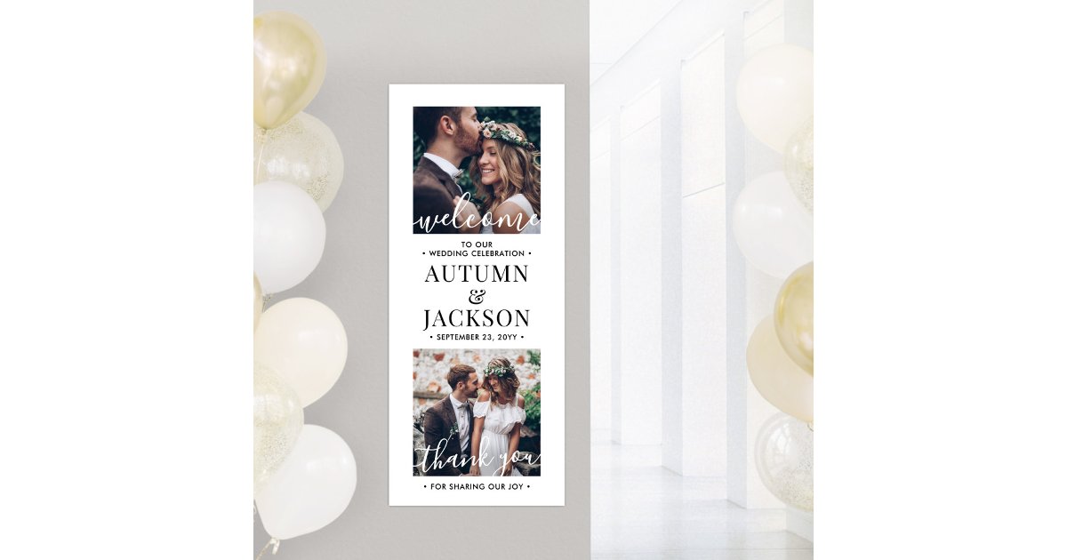 Printable Wedding Welcome Simple Modern 2 Photo Poster | Zazzle
