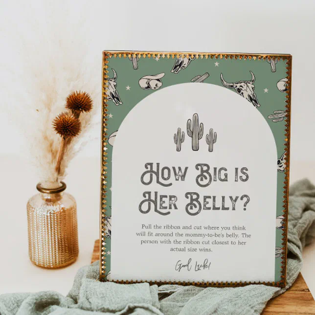 Printed 8x10 Western How Big is Her Belly Sign | Zazzle