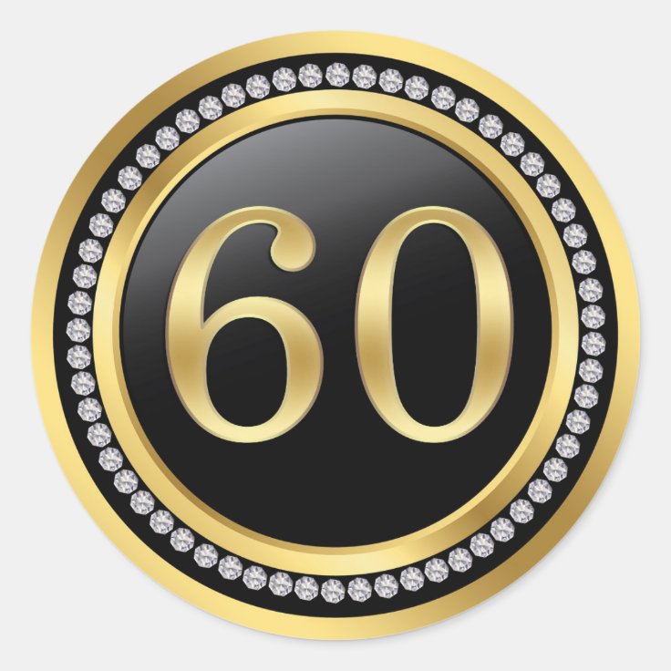 Printed diamonds 60th Wedding Anniversary Classic Round Sticker | Zazzle