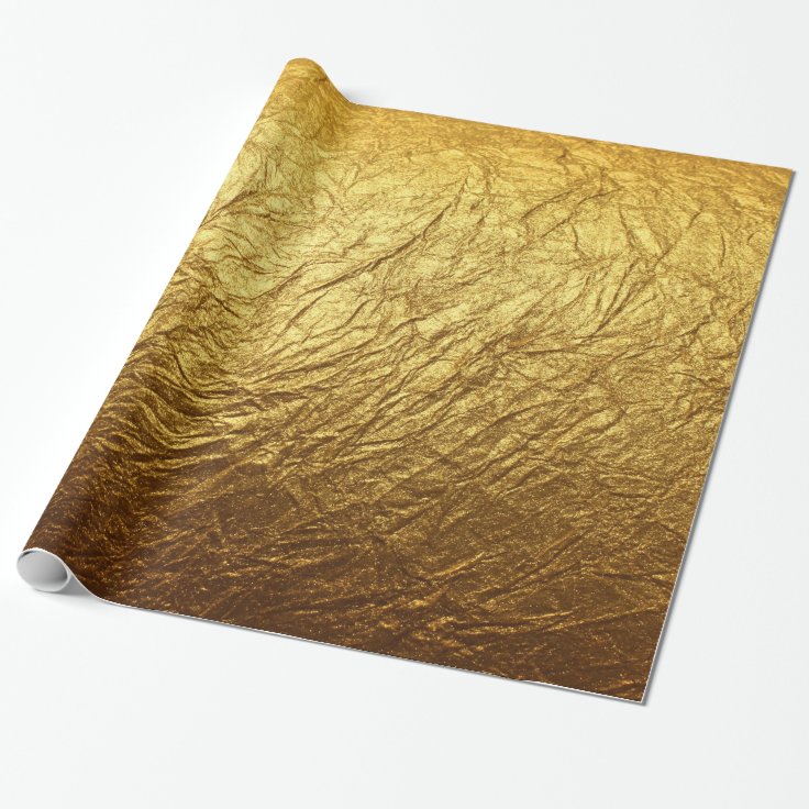 Printed Faux Gold Foil Modern Wedding Party Wrapping Paper | Zazzle