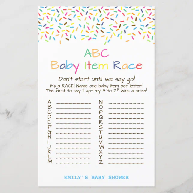 PRINTED Ice Cream Sprinkle Baby Shower Game | Zazzle