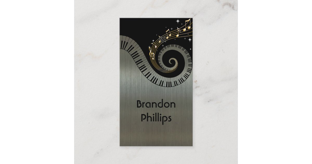 Printed Metallic Effect Piano Keys Gold Music Business Card | Zazzle