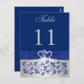 PRINTED RIBBON Blue, Silver Table Number Postcard | Zazzle