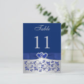 PRINTED RIBBON Blue, Silver Table Number Postcard | Zazzle