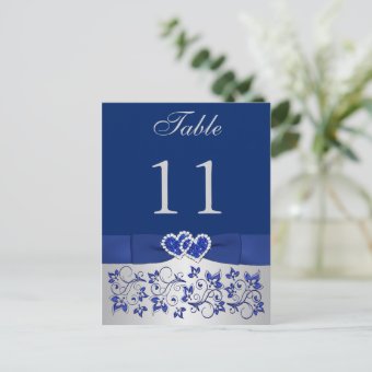 PRINTED RIBBON Blue, Silver Table Number Postcard | Zazzle