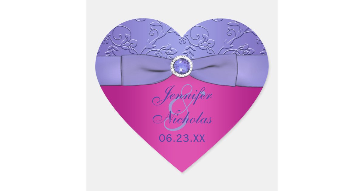 PRINTED RIBBON Fuchsia, Purple Wedding Sticker | Zazzle