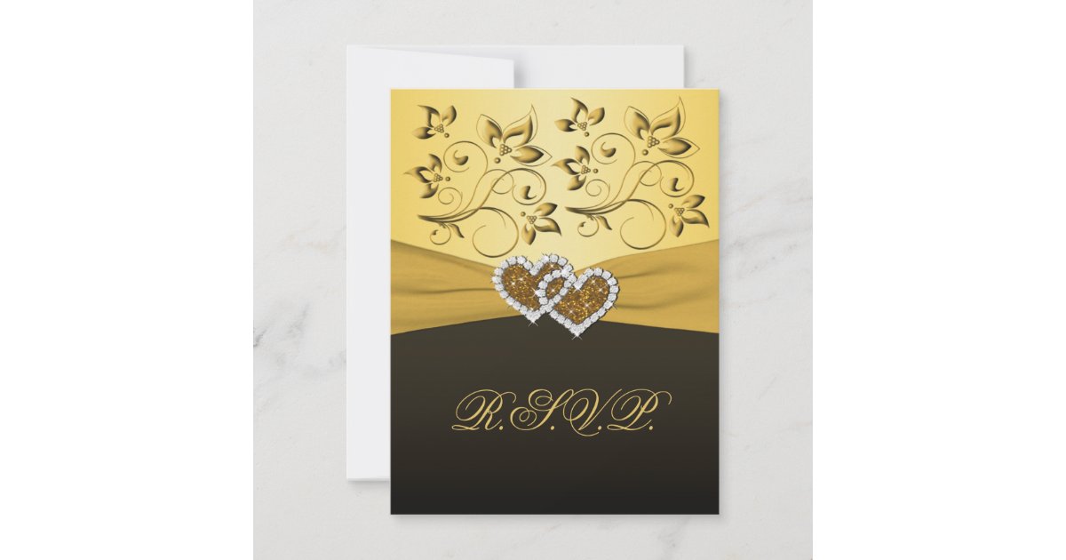 PRINTED RIBBON Joined Hearts RSVP Card | Zazzle