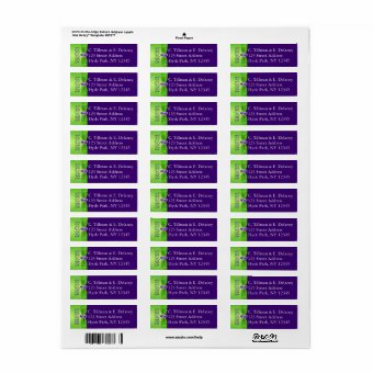 PRINTED RIBBON Purple, Green Wedding Address Label | Zazzle