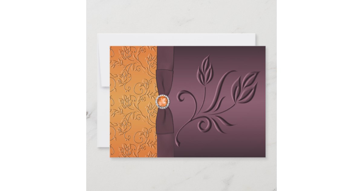 PRINTED RIBBON Purple, Tangerine Wedding Invite | Zazzle