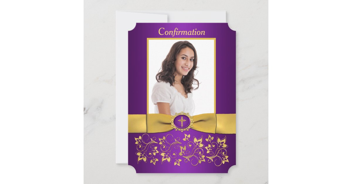 PRINTED RIBBON Ticket Shaped Confirmation Photo Invitation | Zazzle