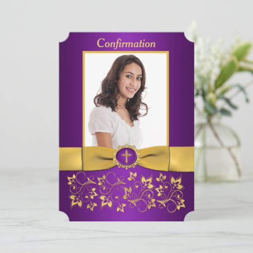 PRINTED RIBBON Ticket Shaped Confirmation Photo Invitation | Zazzle