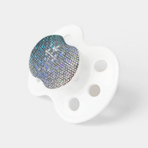 Printed Silver Bling Cross Pacifier | Zazzle