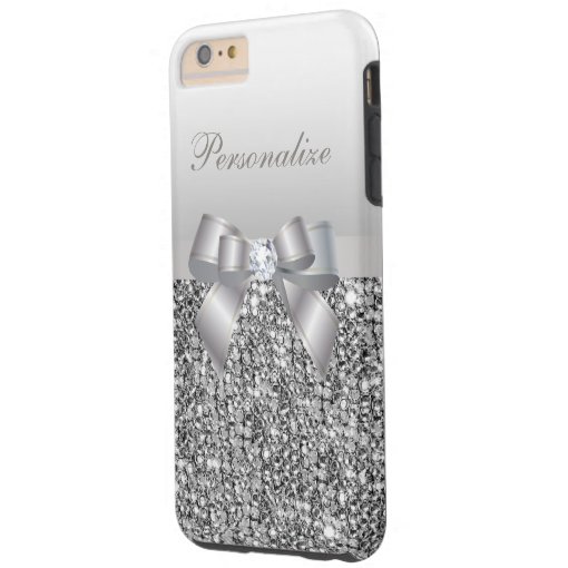 Printed Silver Sequins, Bow & Diamond Image Case-Mate iPhone Case | Zazzle