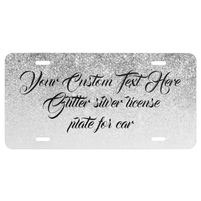 printed sparkle effect Bling Car Silver License Plate | Zazzle