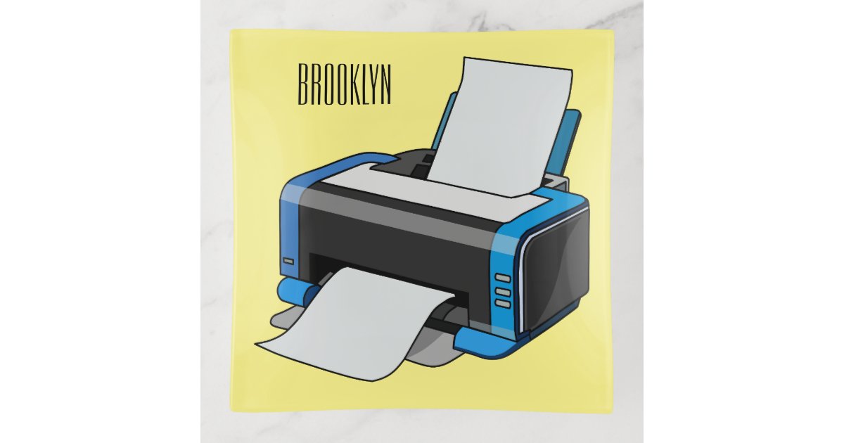 Printer cartoon illustration trinket tray | Zazzle