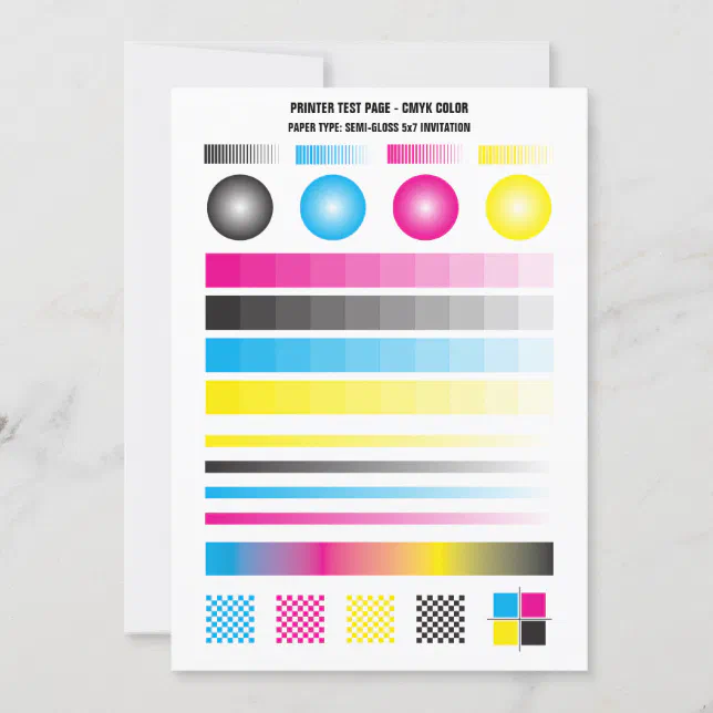 Printer Test Page CMYK Gradients Lines Invitation | Zazzle