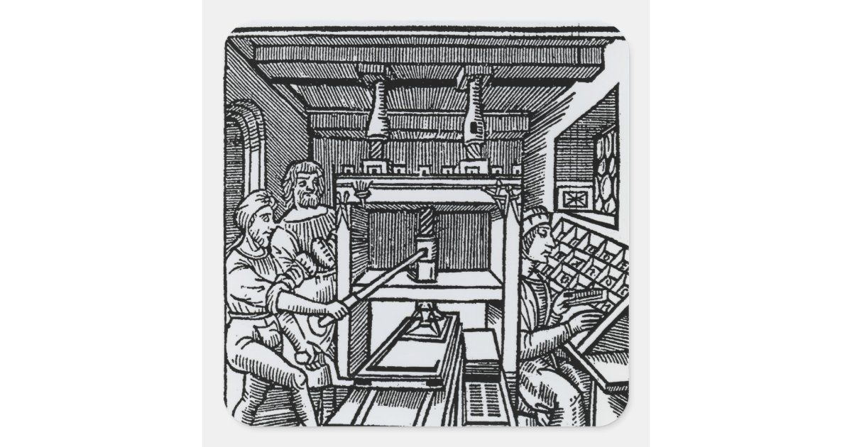 Printing press square sticker | Zazzle