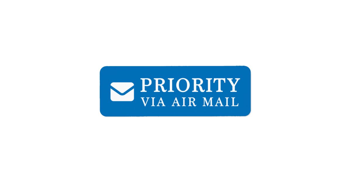 PRIORITY VIA AIR MAIL 手紙 便箋 mail letter letters ラベ Label | Zazzle