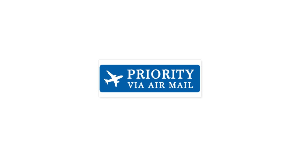 PRIORITY VIA AIR MAIL 飛行機 airplane セルフインキングスタンプ Self-inking Stamp | Zazzle