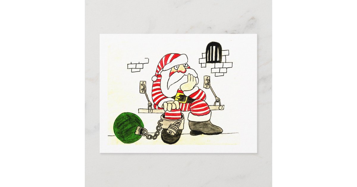 PRISON SANTA HOLIDAY POSTCARD | Zazzle