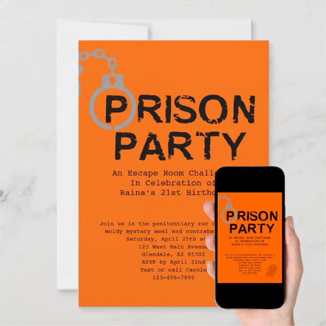 Prison Theme Birthday Party Invitation | Zazzle