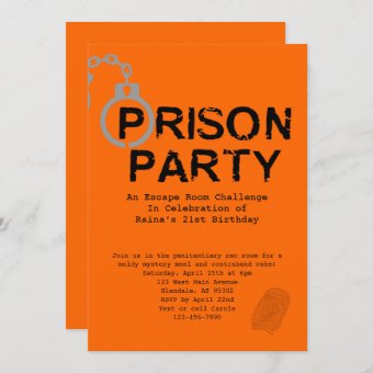 Prison Theme Birthday Party Invitation | Zazzle