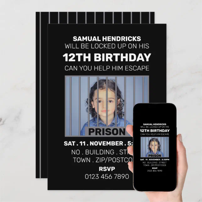 Prison Themed Escape Room, Birthday Party Invitation | Zazzle