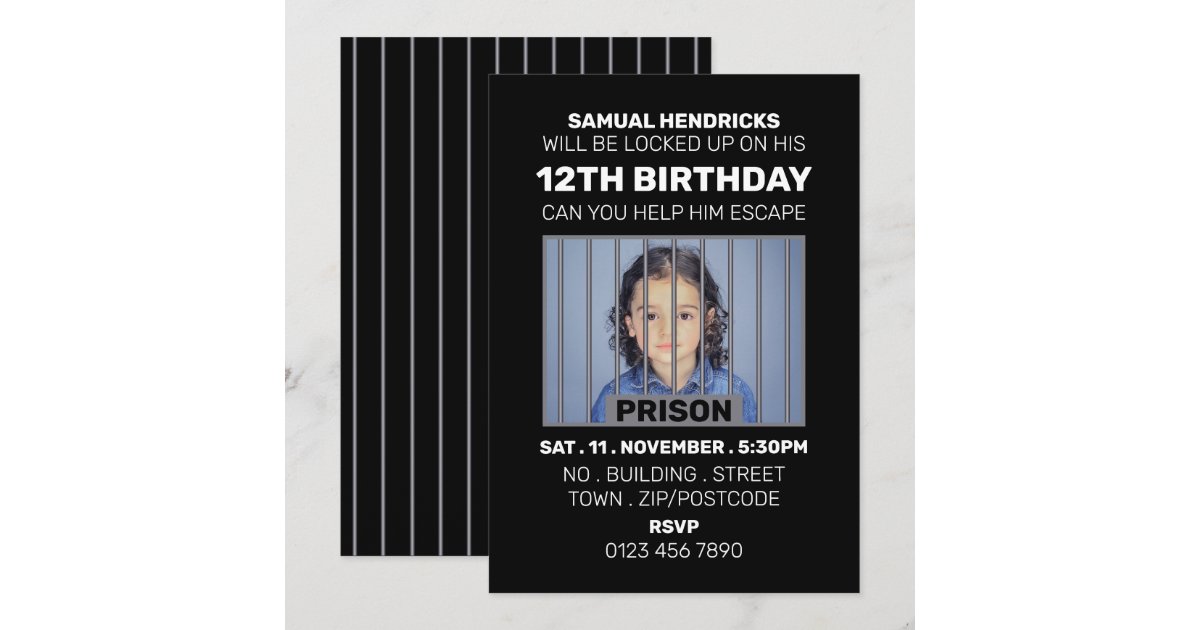 Prison Themed Escape Room, Birthday Party Invitation | Zazzle