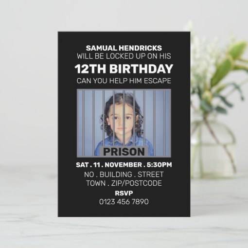 Prison Themed Escape Room, Birthday Party Invitation | Zazzle