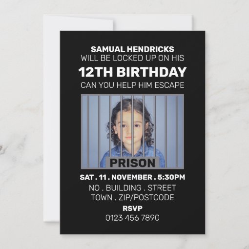 Prison Themed Escape Room, Birthday Party Invitation | Zazzle