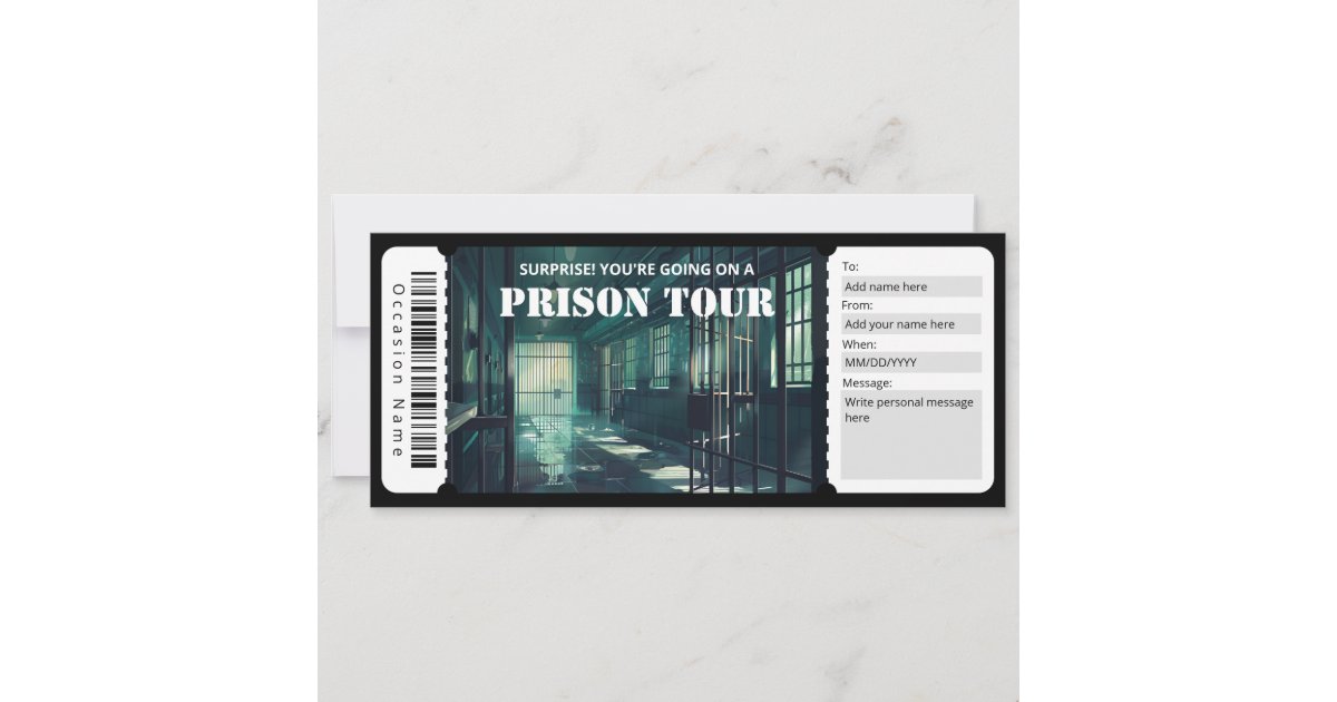 Prison Tour Ticket Gift Certificate Invitation | Zazzle