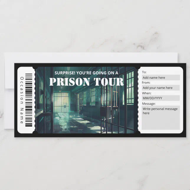 Prison Tour Ticket Gift Certificate Invitation | Zazzle