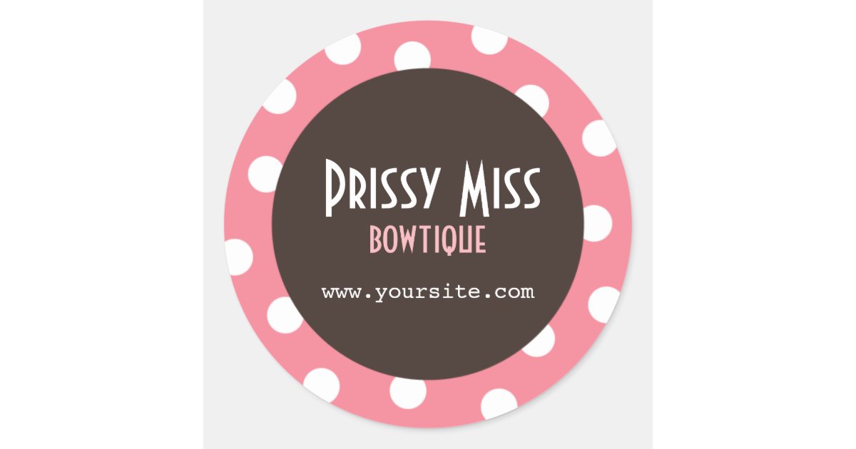 Prissy Miss Pink Polka Dot Chic Round Sticker | Zazzle