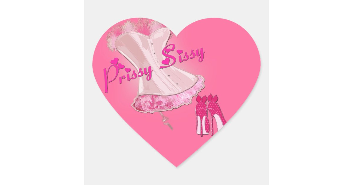PRISSY SISSY - Pink Feathered Corset Heart Sticker | Zazzle