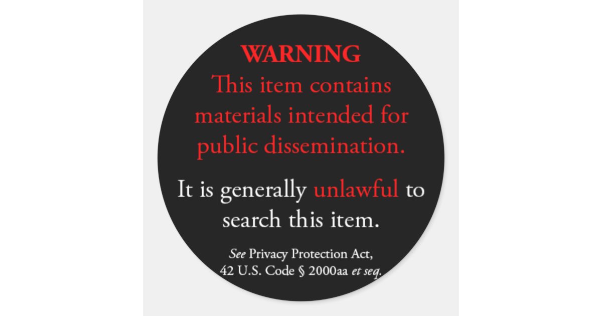 Privacy Protection Act sticker, black small round Classic Round Sticker ...