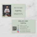 Private chef sage green photo catering QR code Business Card | Zazzle