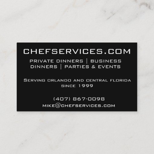 Private Chef Services | Catering Business Card | Zazzle