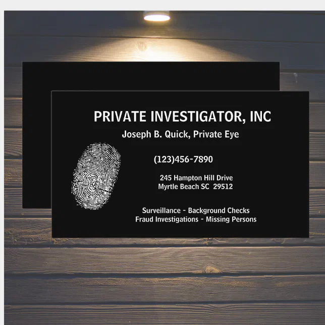 Private Detective Investigator Business Cards | Zazzle