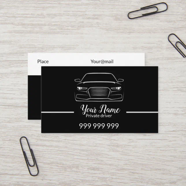 Private driver or taxi elegant black business card | Zazzle