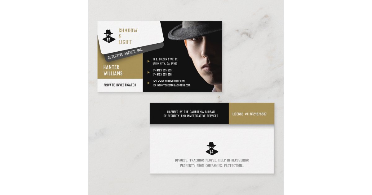 Private Investigations | Detective Professional Bu Business Card | Zazzle