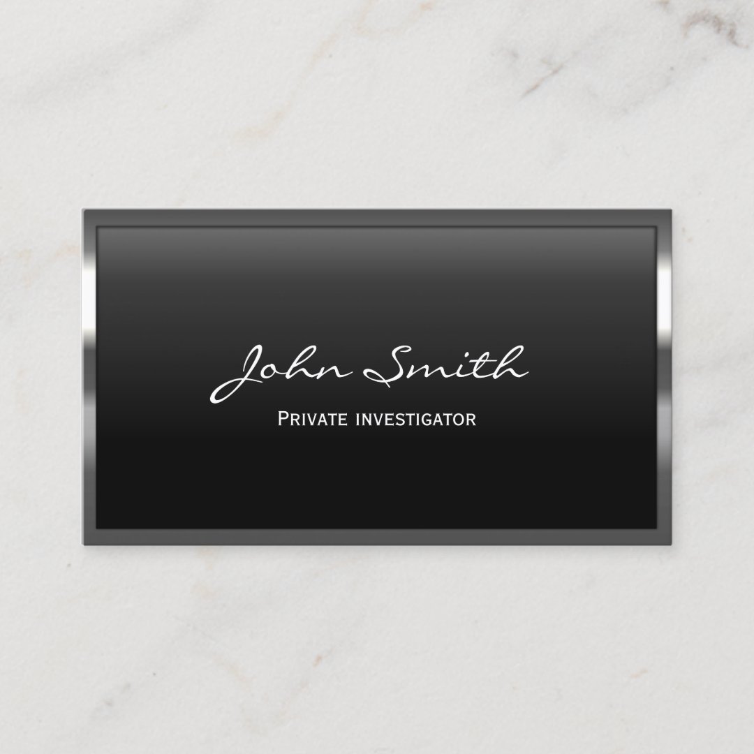 Private Investigator Detective Cool Metal Border Business Card | Zazzle