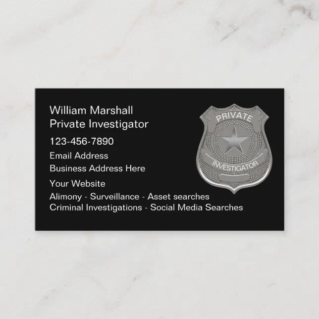 Private Investigator Detective Service Business Card | Zazzle