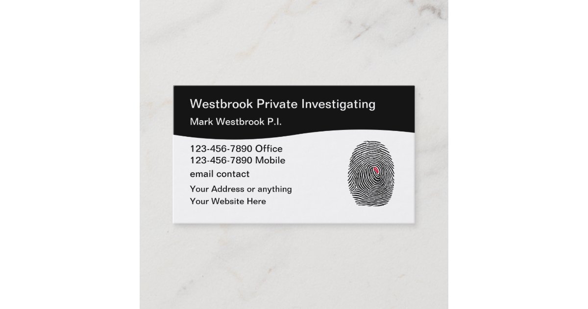 Private Investigator Modern Fingerprint Business Card | Zazzle