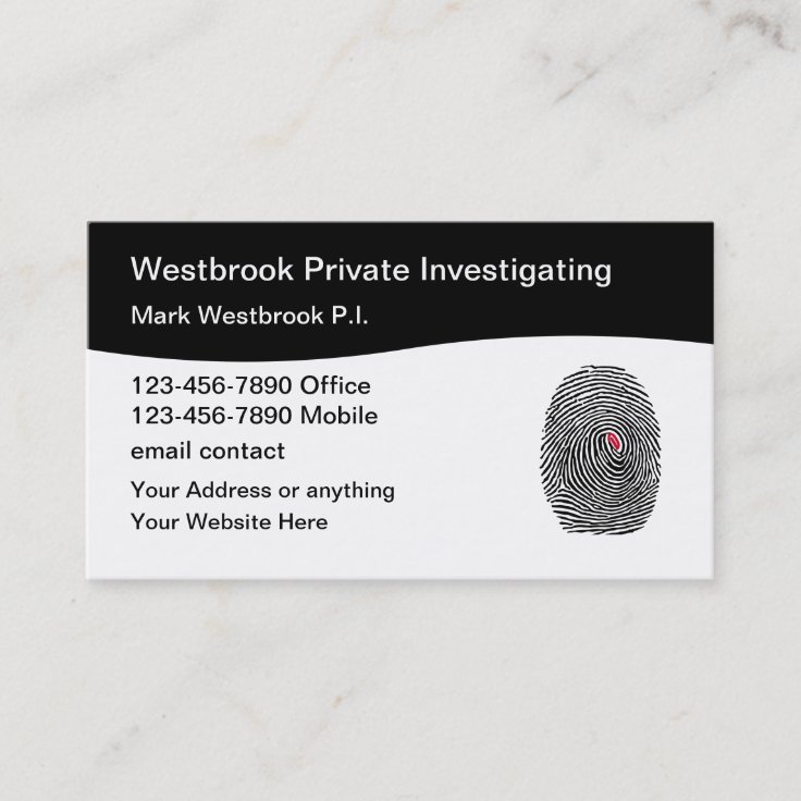 Private Investigator Modern Fingerprint Business Card | Zazzle